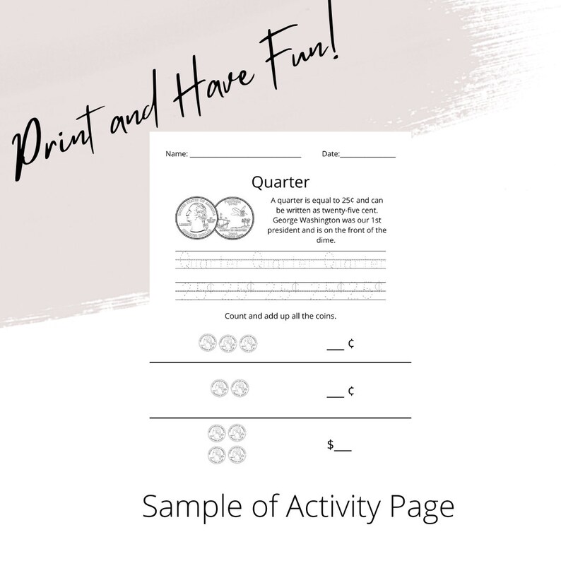 Math Montessori Printables Worksheets for Toddler, Money Coin Math ...