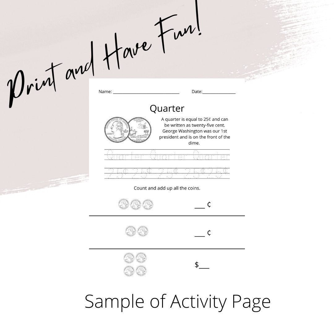 Math Montessori Printables Worksheets for Toddler, Money Coin Math ...