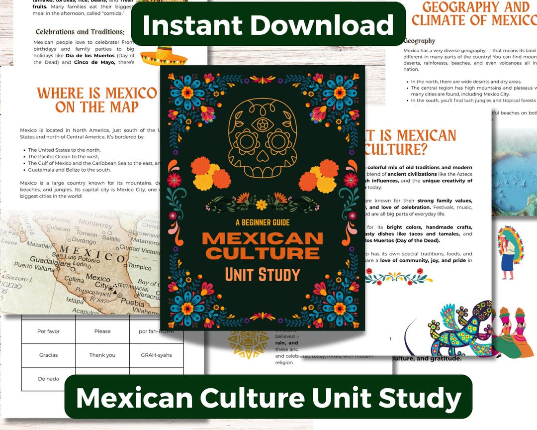 Mexico Unit Study Printable for Kids | Fun Worksheets & Cultural ...
