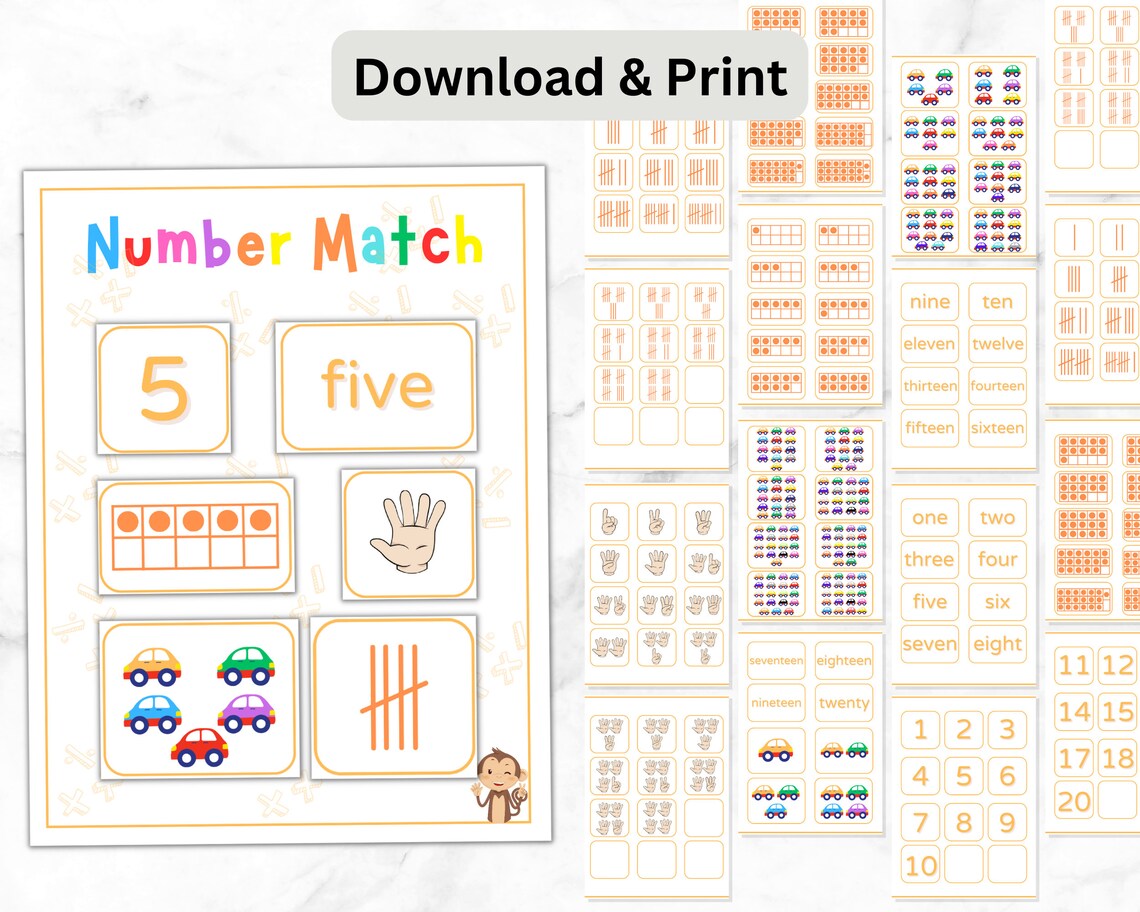 Number 1 20 Cut and Paste Toddler Activity Learning Number - Etsy