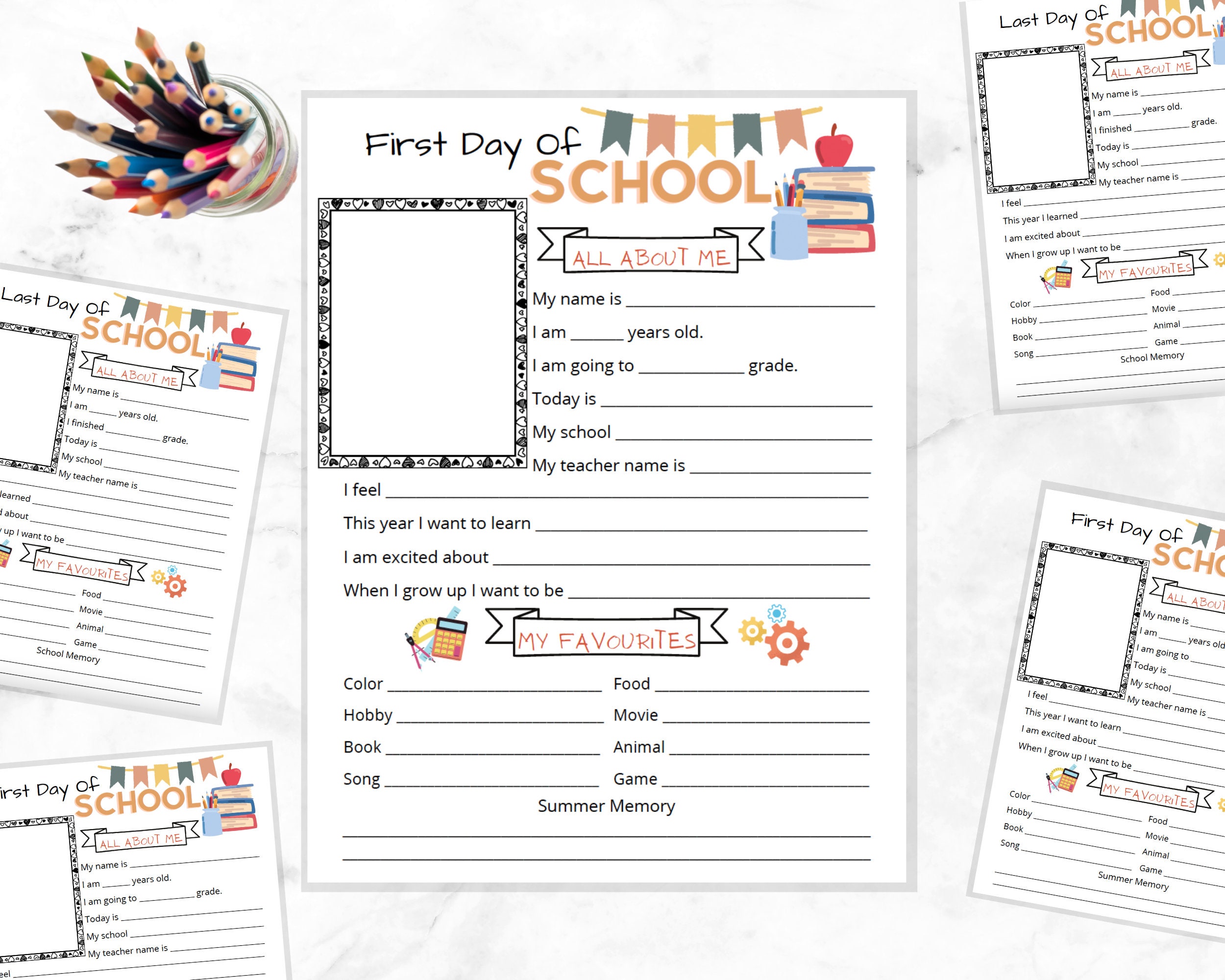 School Memory Box Keepsake for Kids | First and Last Day Printable ...