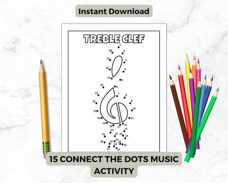 Music Symbols Connect the Dots Worksheets Activity | Identify Music ...