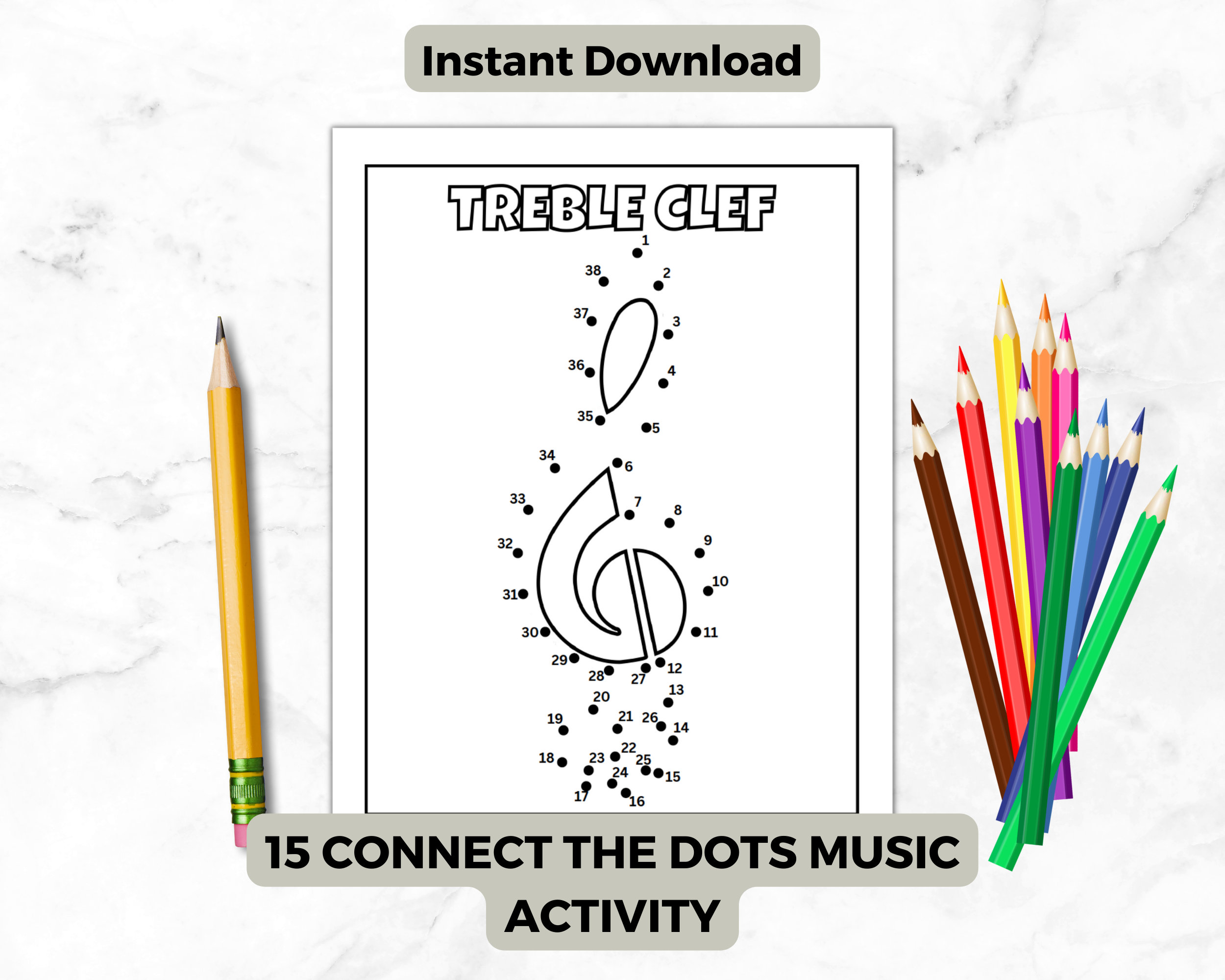 Music Symbols Connect the Dots Worksheets Activity | Identify Music ...