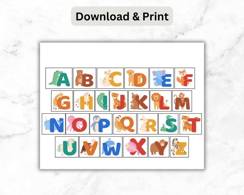 Jungle Alphabet Matching Activity: Cut & Paste Printable (digital ...