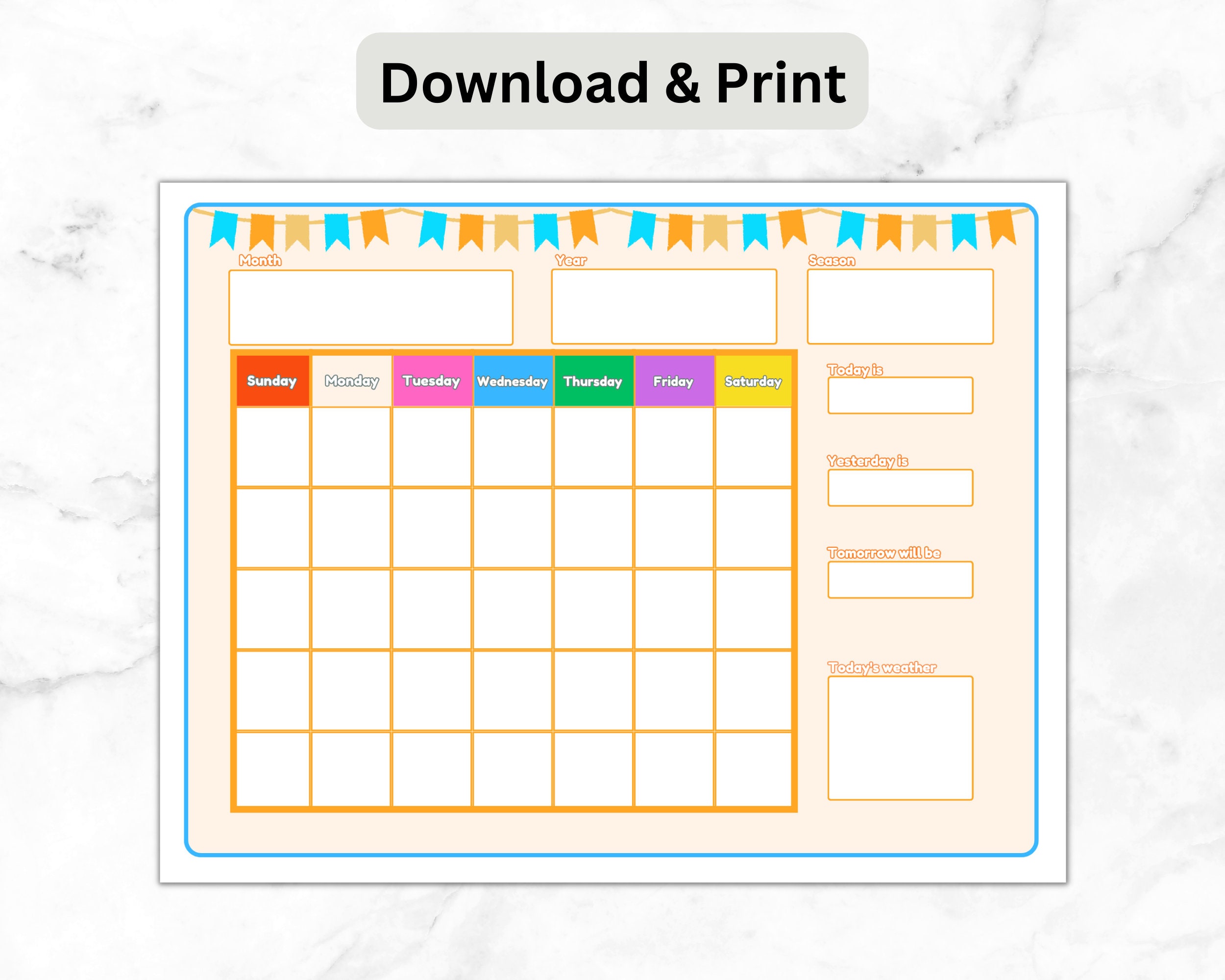 Kid Calendar Cut & Paste Activity | Calendar Morning Routine ...