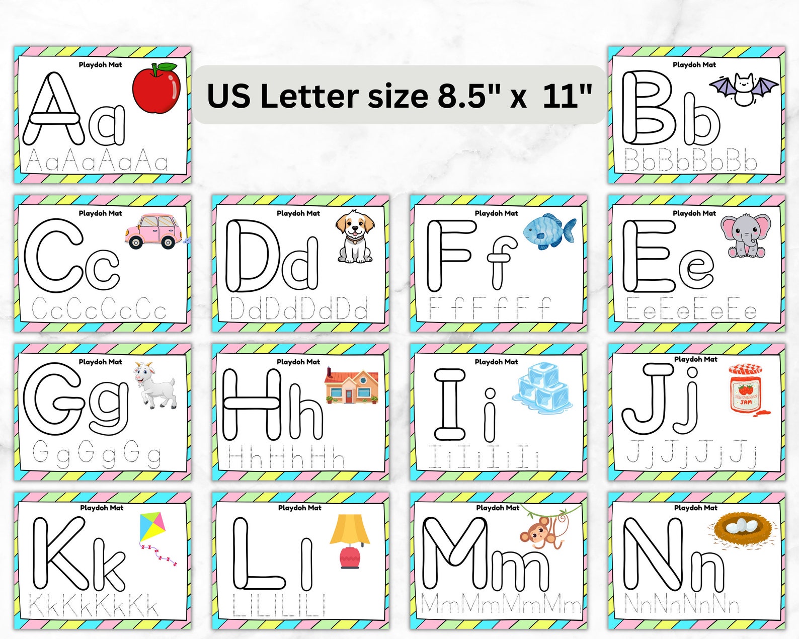 Alphabet Play Dough Mats Playdoh Mats Printable Play Dough Mats Tracing ...