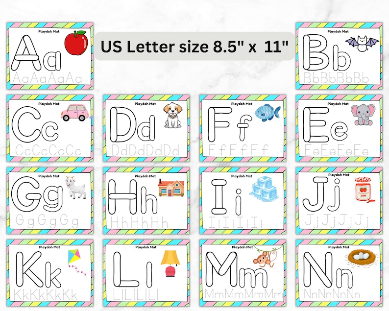 Alphabet Play Dough Mats Playdoh Mats Printable Play Dough Mats Tracing ...