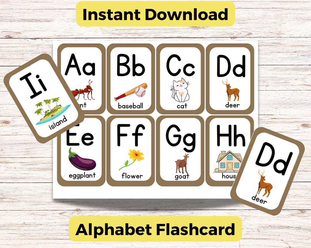 Alphabet Flashcards for Kids Printable | ABC Learning Cards | Toddler ...