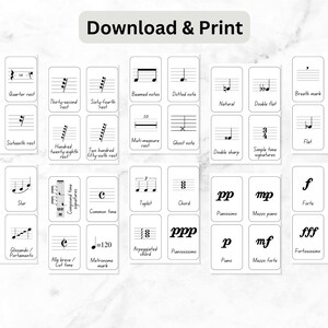 Music Symbols & Notes Flash Cards | Treble G Bass F Clef | Music Theory ...