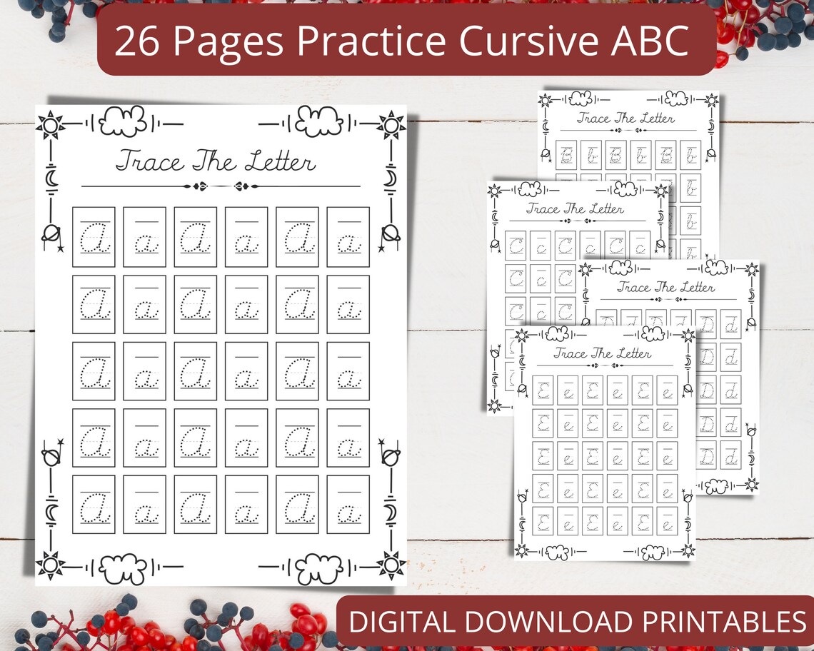 Practice Writing Cursive Alphabet Letter Worksheet Cursive - Etsy