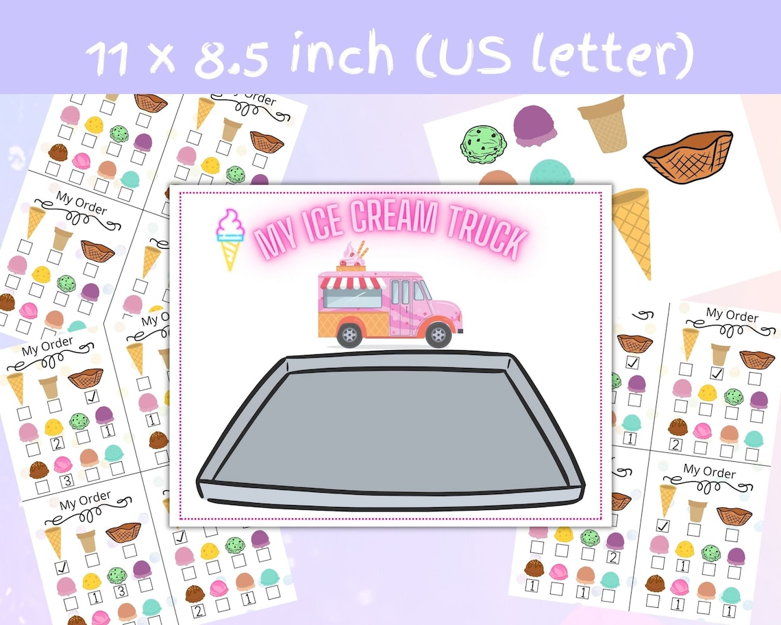 My Ice Cream Truck Cut and Paste Ice Cream Cone Scoops Pretend Play ...