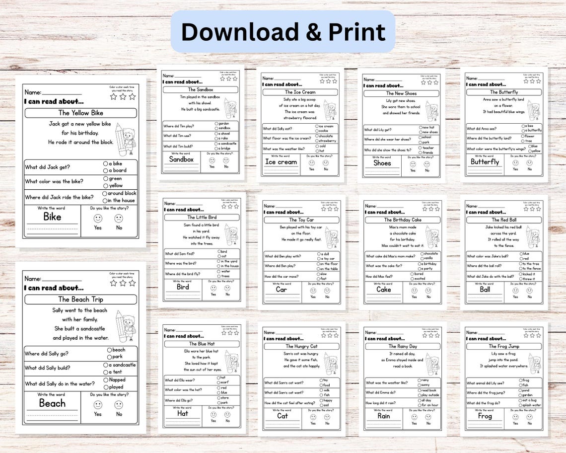 Reading Comprehension Worksheets: Short Story Activities for ...