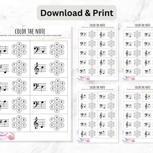 Music Notes Worksheets | Treble G and Bass F Clef Identify Music Note ...