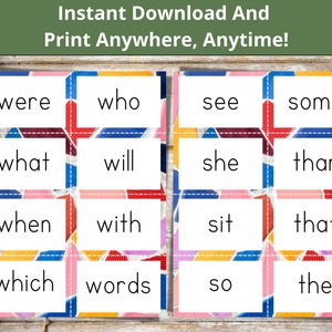 100 Fry's Sight Word Flashcards Digital Download | Kindergarten Sight ...