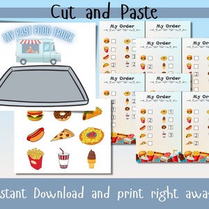 Fast Food Truck Cut and Paste Activity: Montessori Printable (digital ...