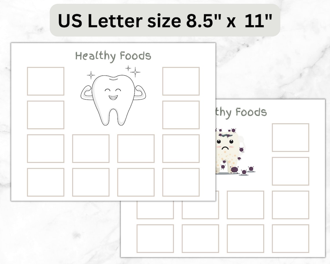 Healthy and Unhealthy Food Dental Activity Cut and Paste for Toddler ...