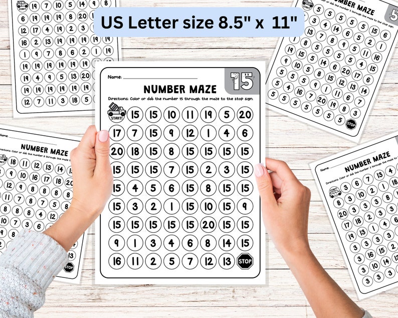 Number 1 - 20 Maze Activity Printable Worksheet for Toddler ...
