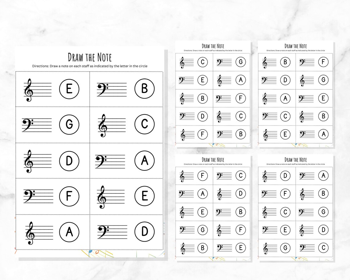 Music Notes Worksheets | Treble G and Bass F Clef Identify Music Note ...