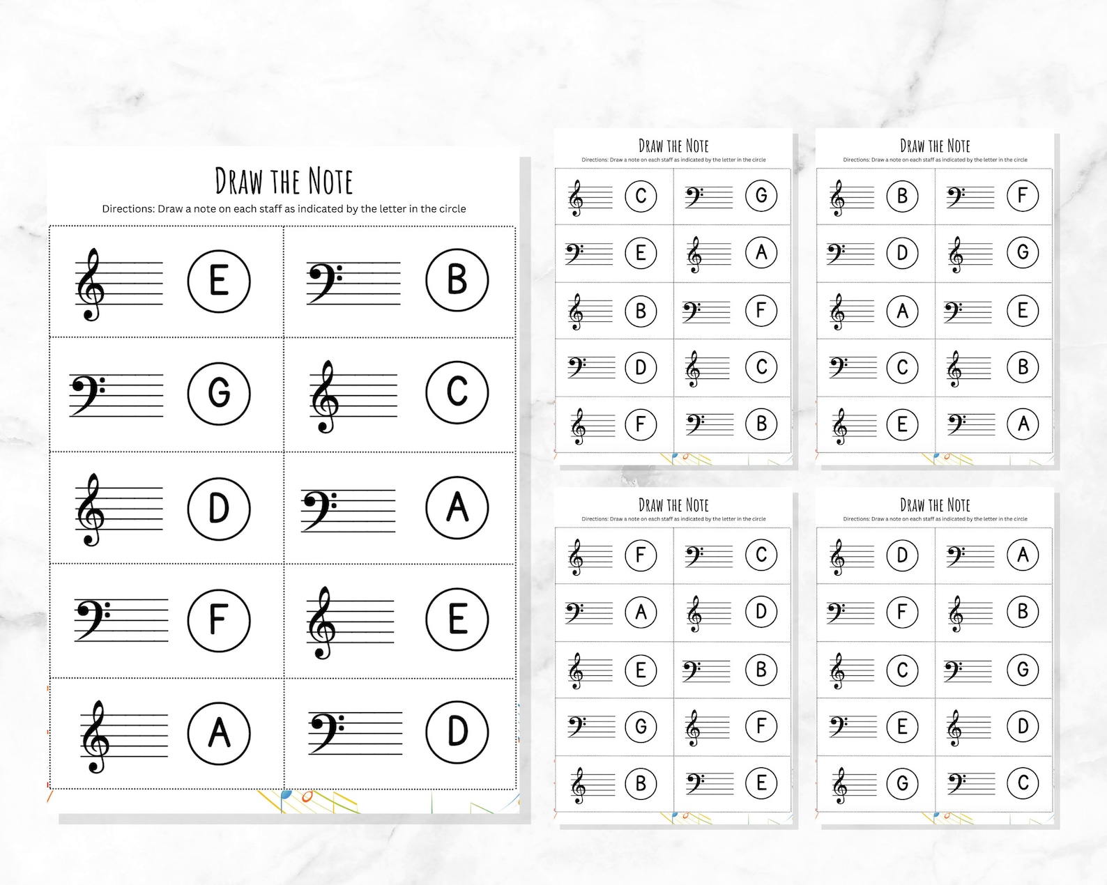 Music Notes Worksheets | Treble G and Bass F Clef Identify Music Note ...