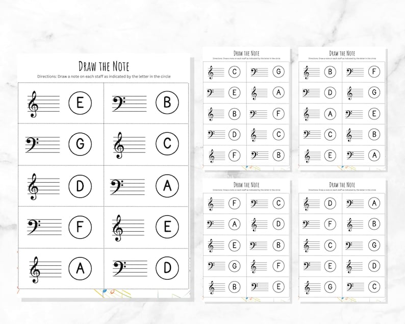 Music Notes Worksheets | Treble G and Bass F Clef Identify Music Note ...