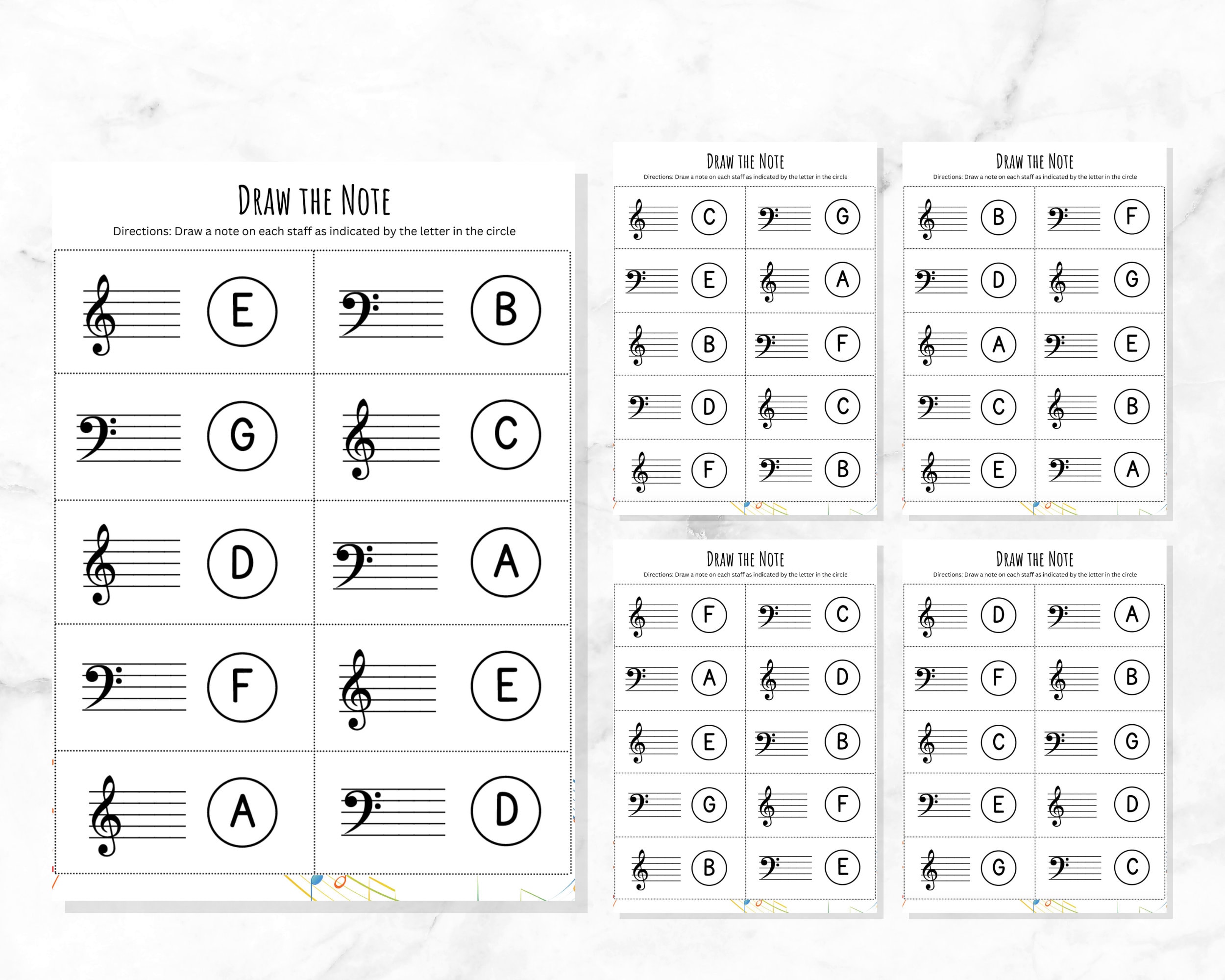Music Notes Worksheets | Treble G and Bass F Clef Identify Music Note ...