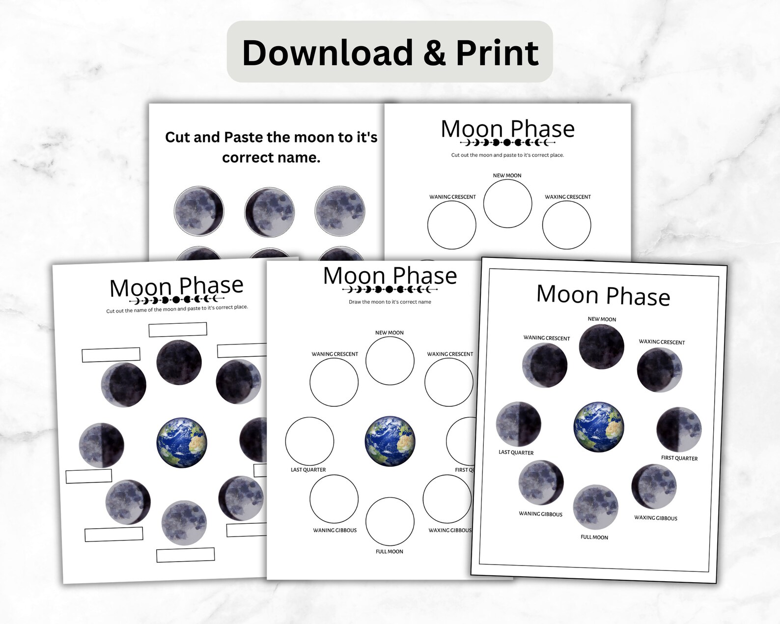 Moon Phase No Prep Study Unit | Moon Phase Science Activity | Outer ...