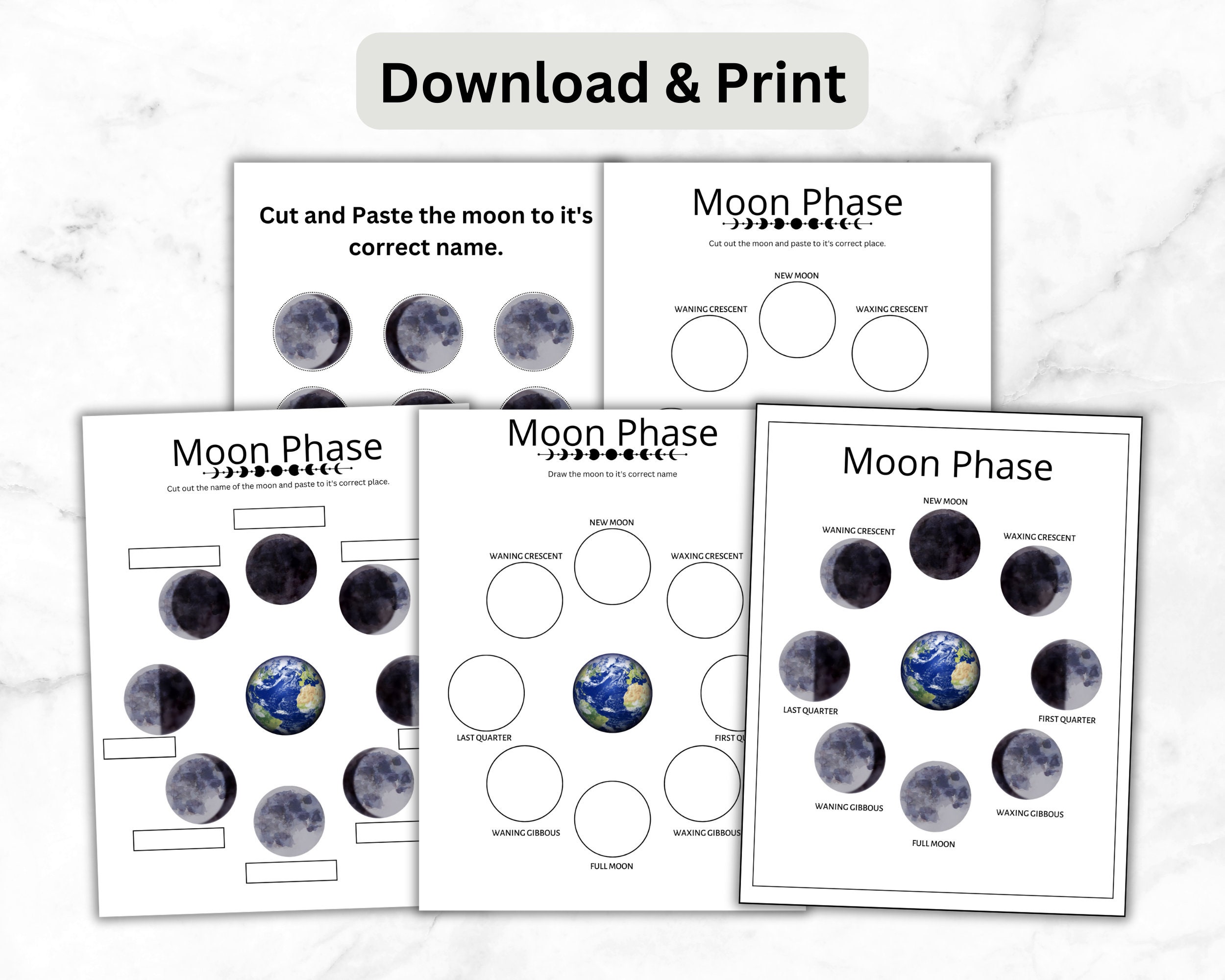 Moon Phase No Prep Study Unit | Moon Phase Science Activity | Outer ...
