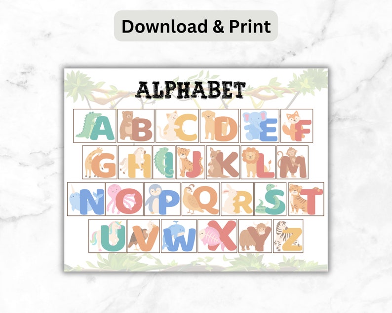 Jungle Alphabet Matching Activity: Cut & Paste Printable (digital ...