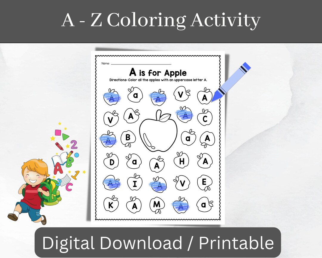 Alphabet Coloring Activity Worksheets: A-Z Printable (digital Download ...