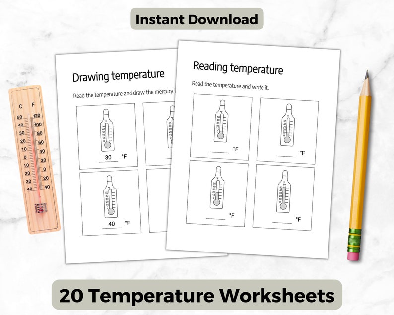 Fahrenheit Practice Worksheets Thermometer Worksheets - Etsy