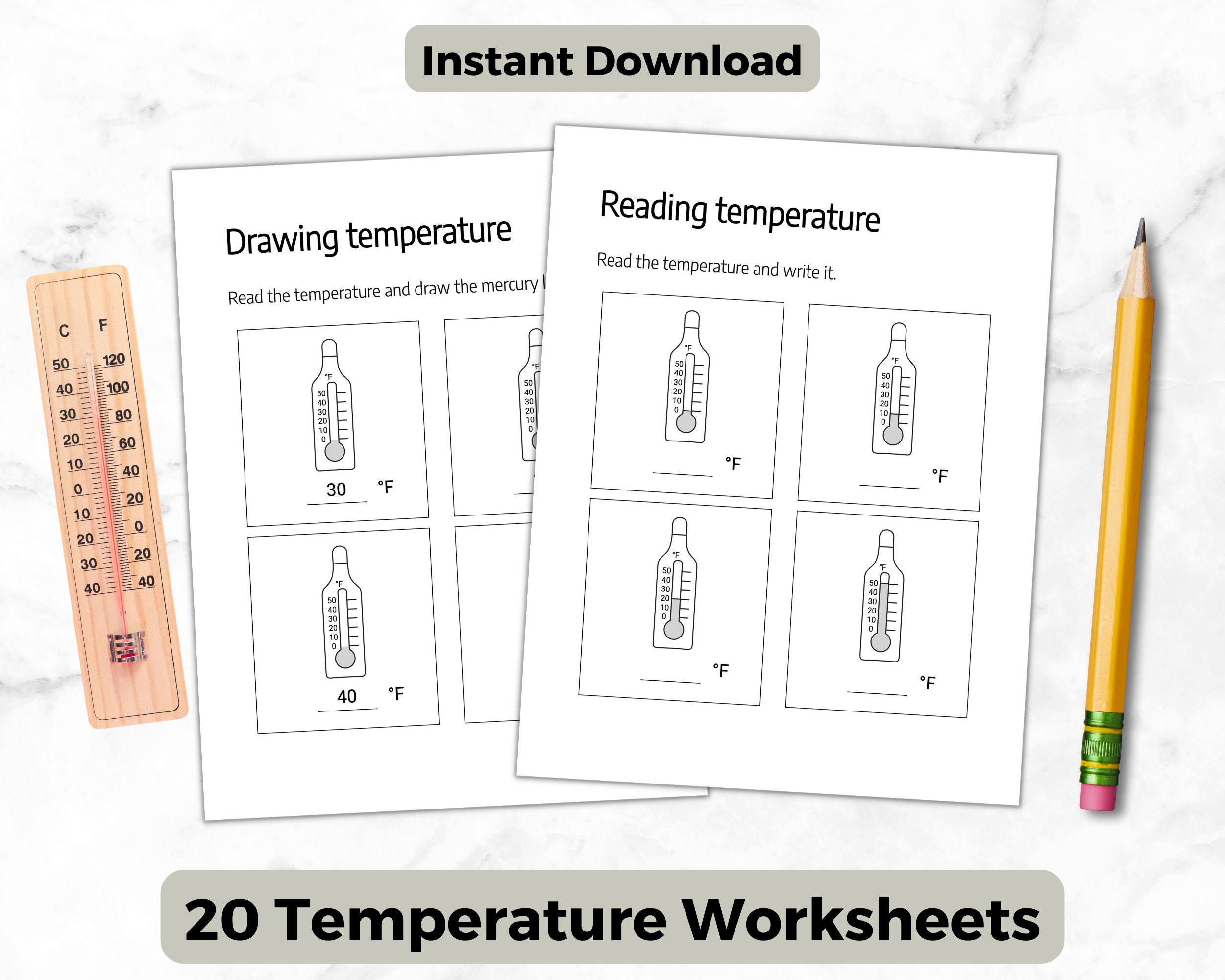 Fahrenheit Practice Worksheets | Thermometer Worksheets | Temperature ...