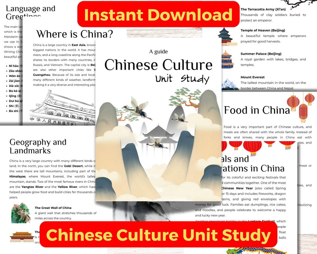 China Unit Study Printable for Kids | Chinese Culture Worksheets ...