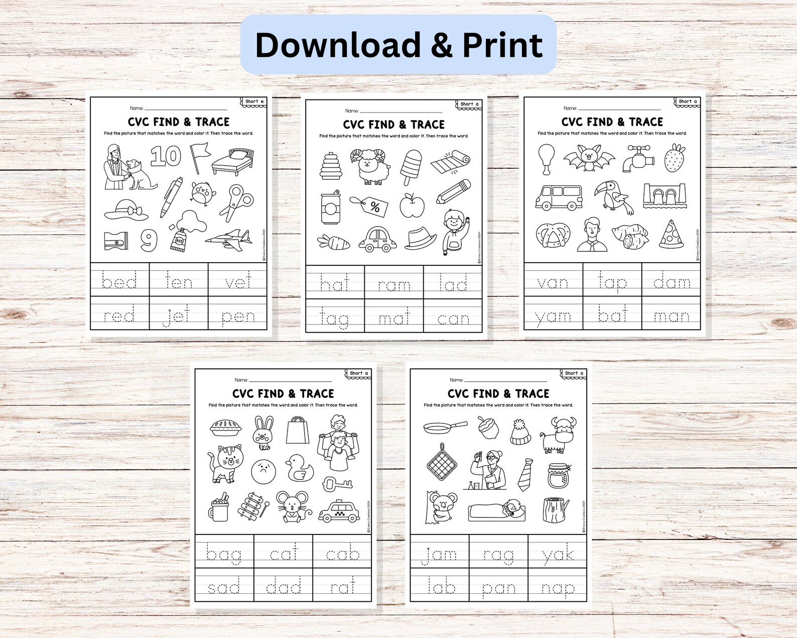 CVC Words Find and Trace Printable | Elementary Worksheets (digital ...