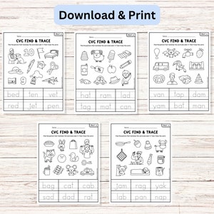 CVC Words Find and Trace Activity Printable 1st Grade Worksheets ...