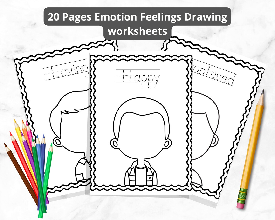 Emotion Drawing Worksheet: Toddler Feelings Activity (20 Pages ...