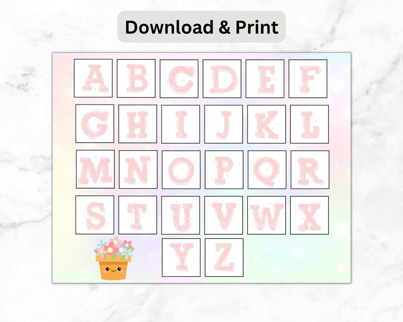 Flower Theme Alphabet Matching: Cut & Paste Activity (digital Download ...