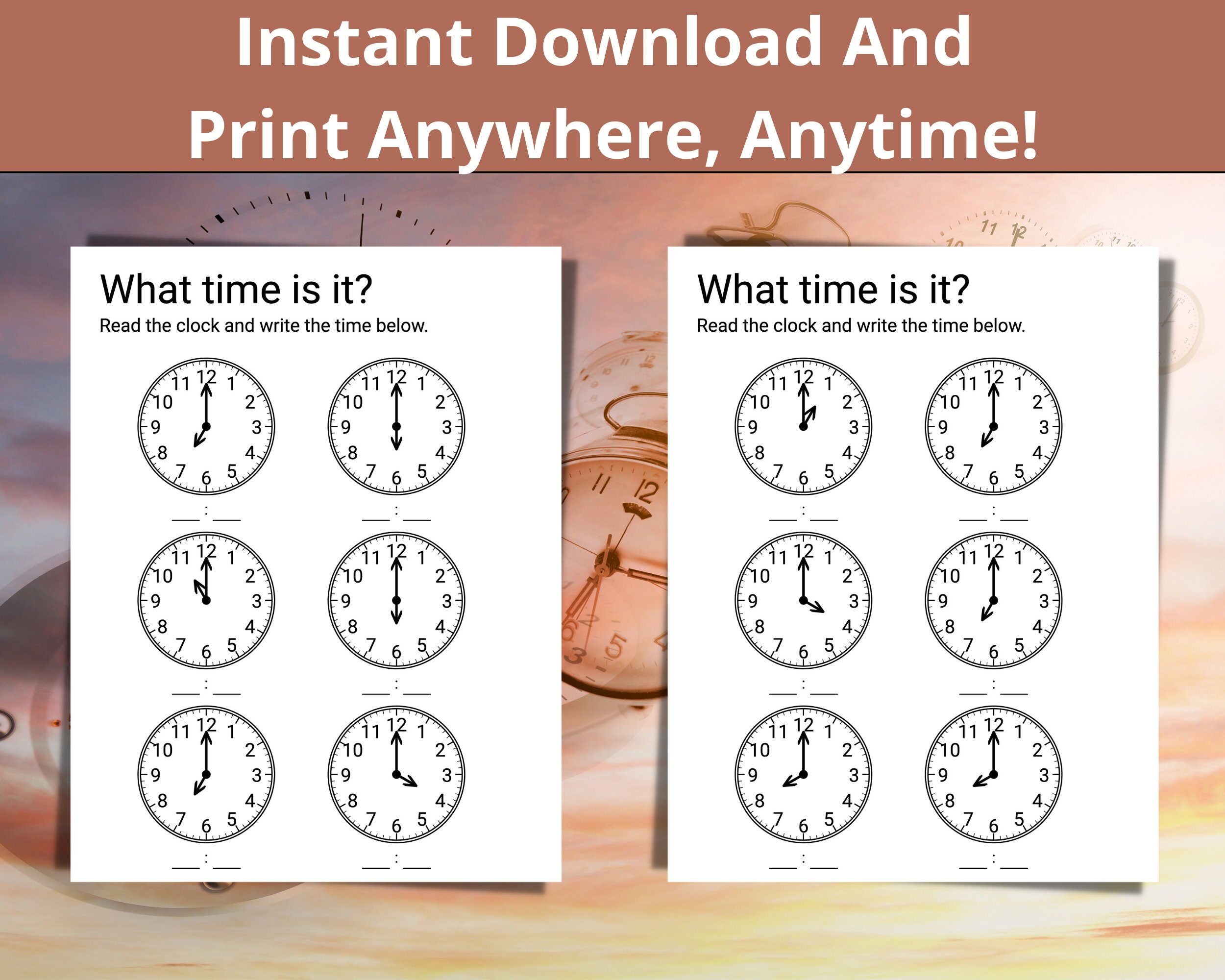 10 Printable Time Worksheets for Kindergarten, 1st and 2nd Grade What ...