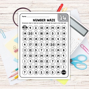 Number 1 - 20 Maze Activity Printable Worksheet for Toddler ...