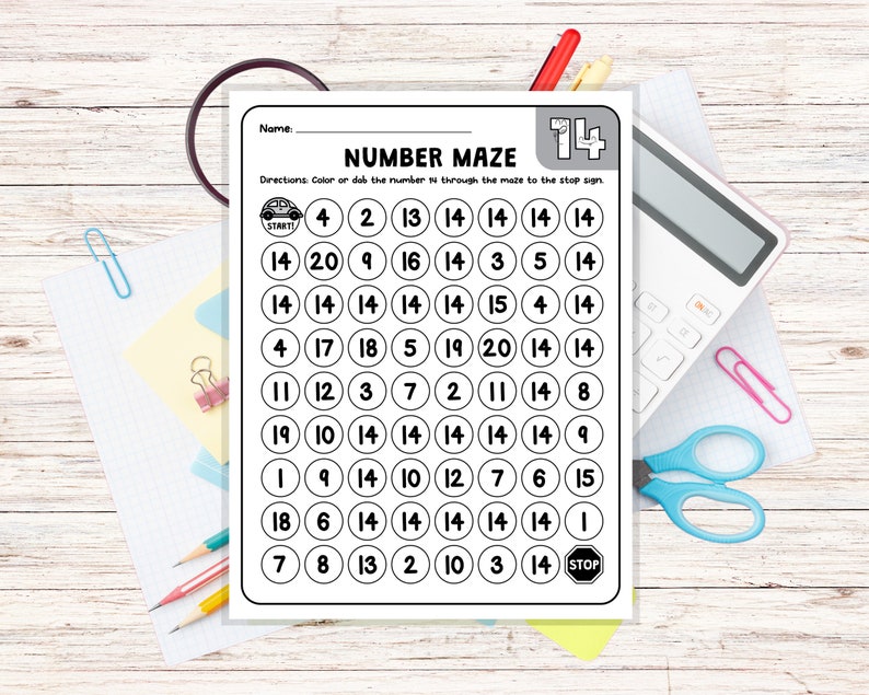 Number 1 - 20 Maze Activity Printable Worksheet for Toddler ...