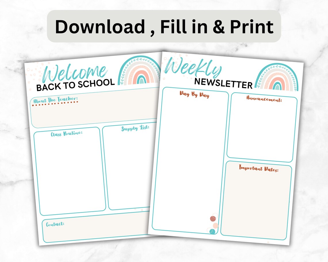 Welcome Back to School Meet the Teacher Weekly Newsletter Teacher ...