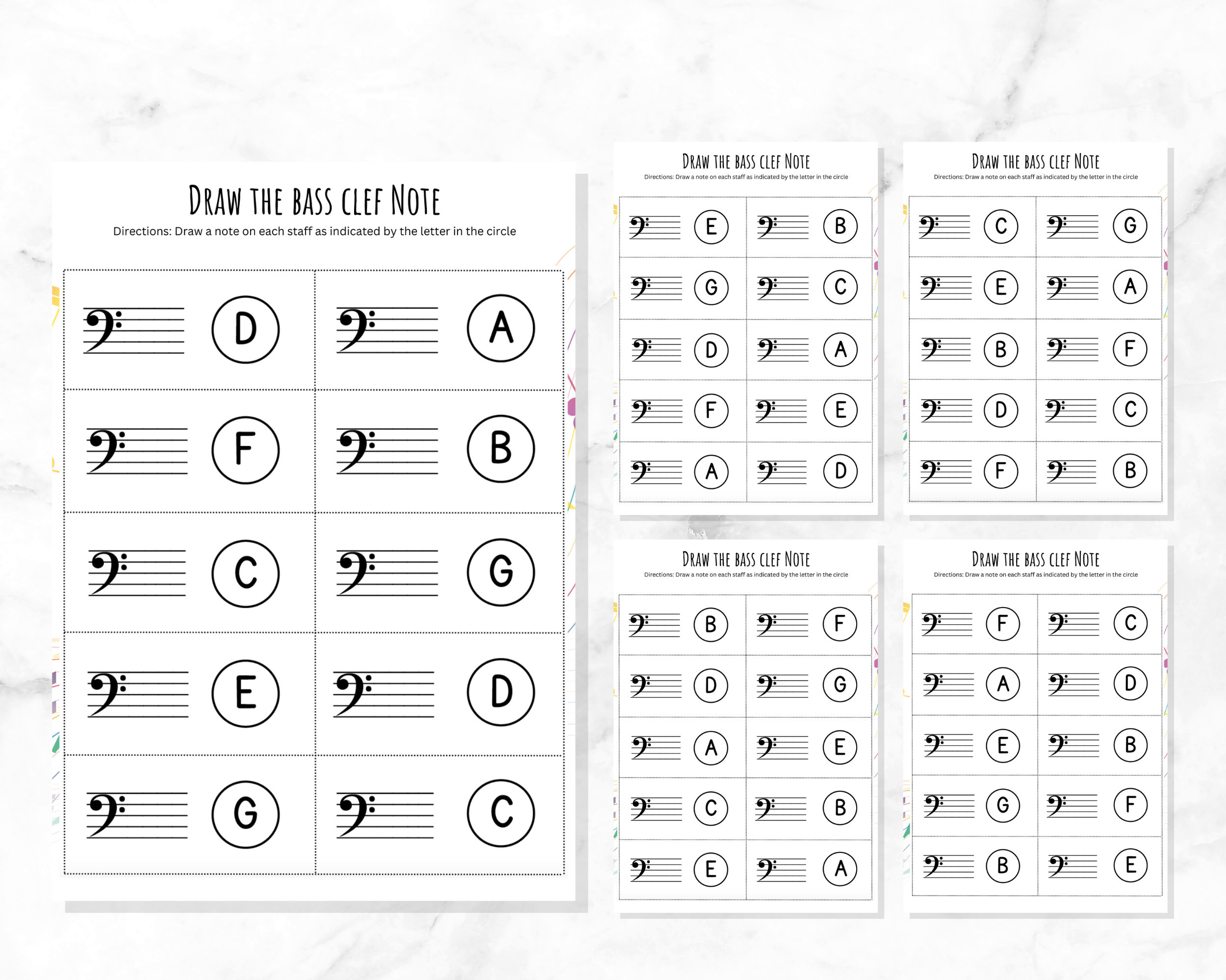 Music Notes Worksheets | Treble G and Bass F Clef Identify Music Note ...