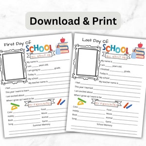 First and Last Day of School Printable, Back to School Questionnaire ...