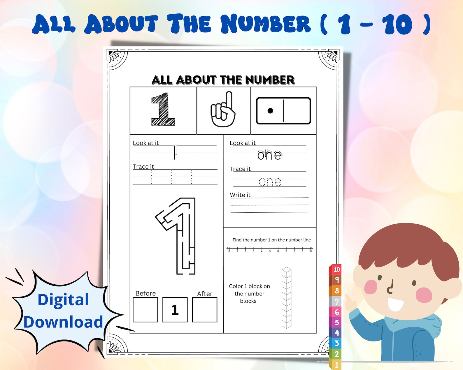10 Number Tracing Worksheet | Prechool Worksheet | Number Worksheet ...