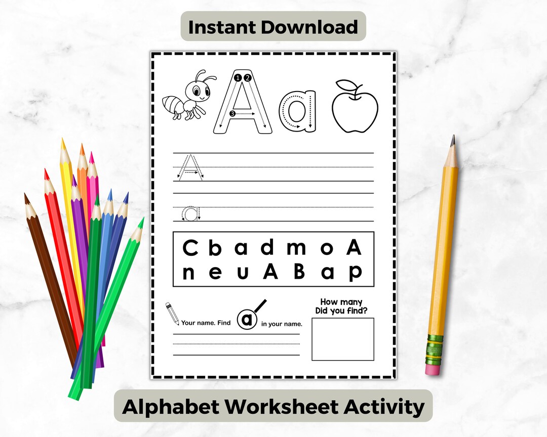 Alphabet Coloring & Tracing Worksheet: Letter Recognition (digital ...