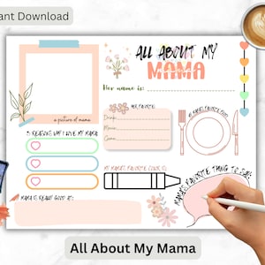 All About My Mom Printable, Mother's Day Craft, Mother's Day Coloring ...