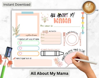 All About My Mom Printable, Mother's Day Craft, Mother's Day Coloring ...