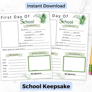 School Memory Box Keepsake for Kids | First and Last Day Printable ...