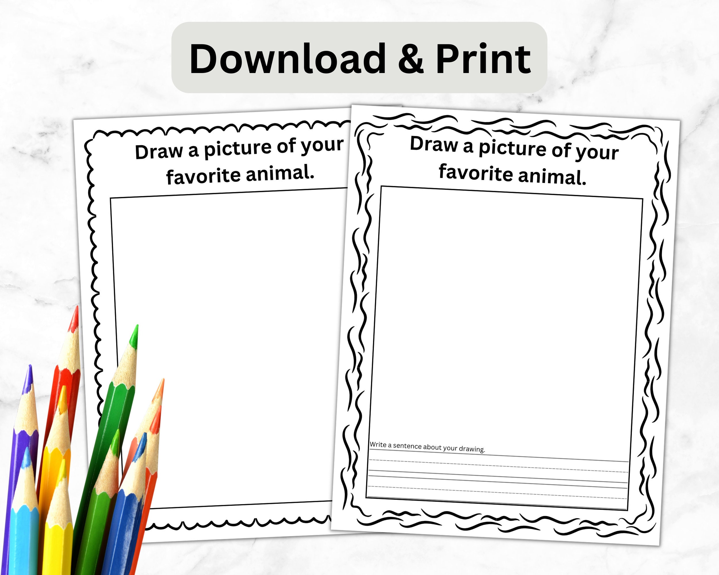 20 Toddler Drawing Prompt Worksheets: Kids' Activity (digital Download ...