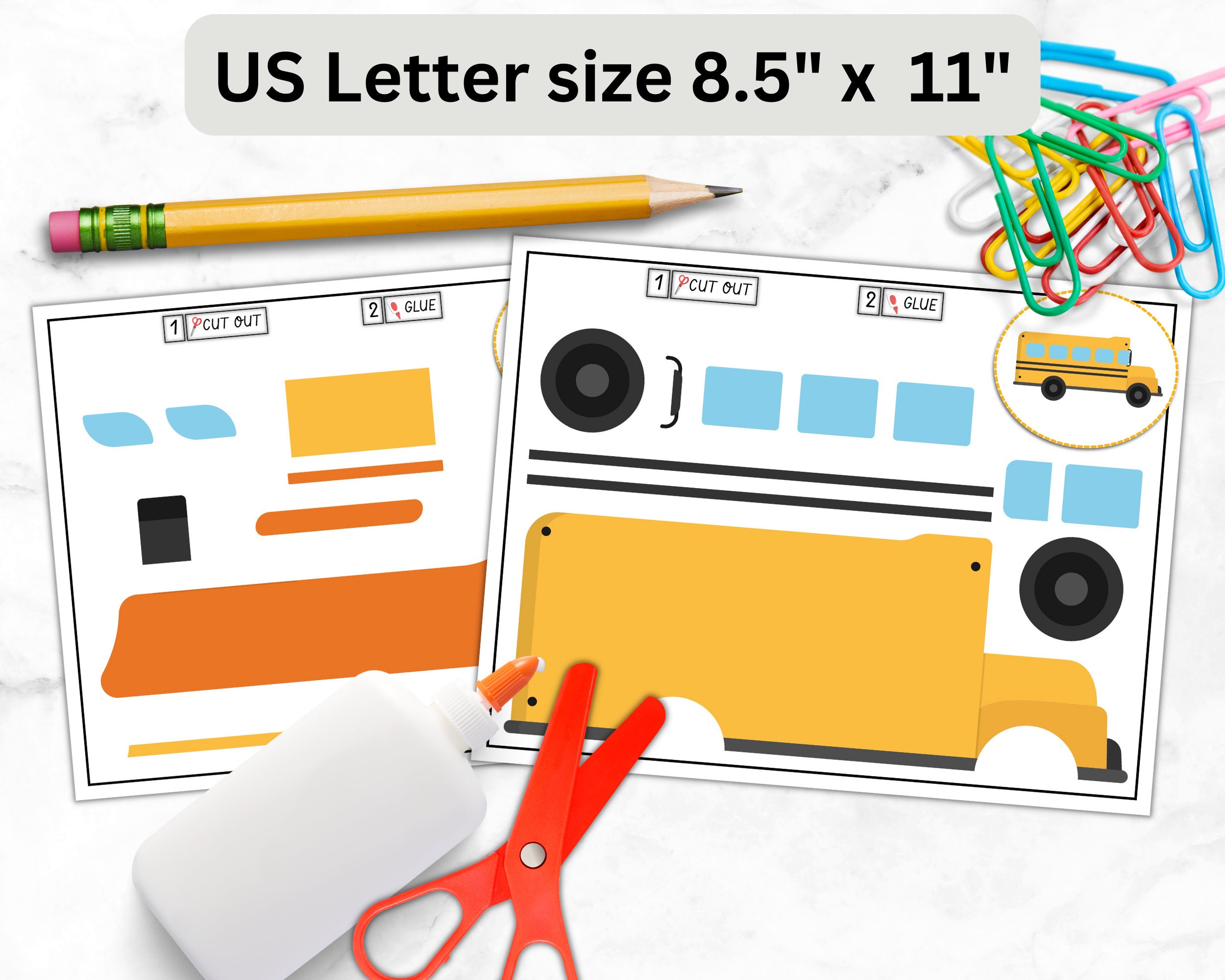 Vehicles Cut and Paste Together Picture for Toddler, Busy Binder Book ...