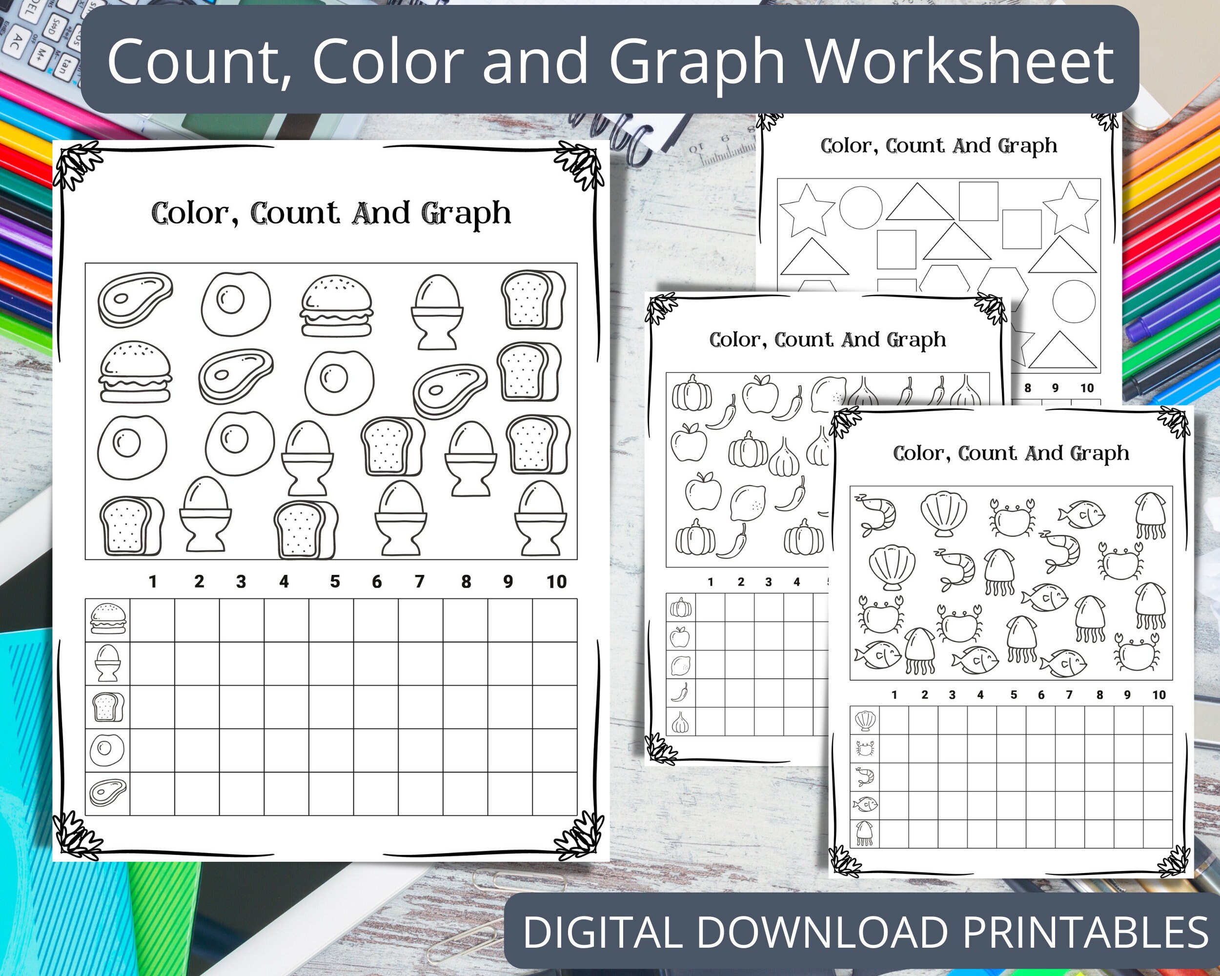 10 Pages Count, Color, and Graph | Practice Graphing | Practice ...